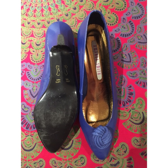 Vintage | Shoes | Vintage Blue Vegan Leather Heels | Poshmark